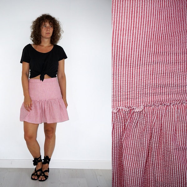 Red and White Striped Skirt - Etsy