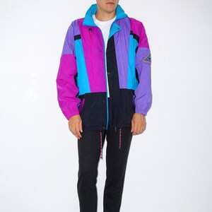 80's Vintage Gender Neutral Color Block Windbreaker Jacket - Etsy