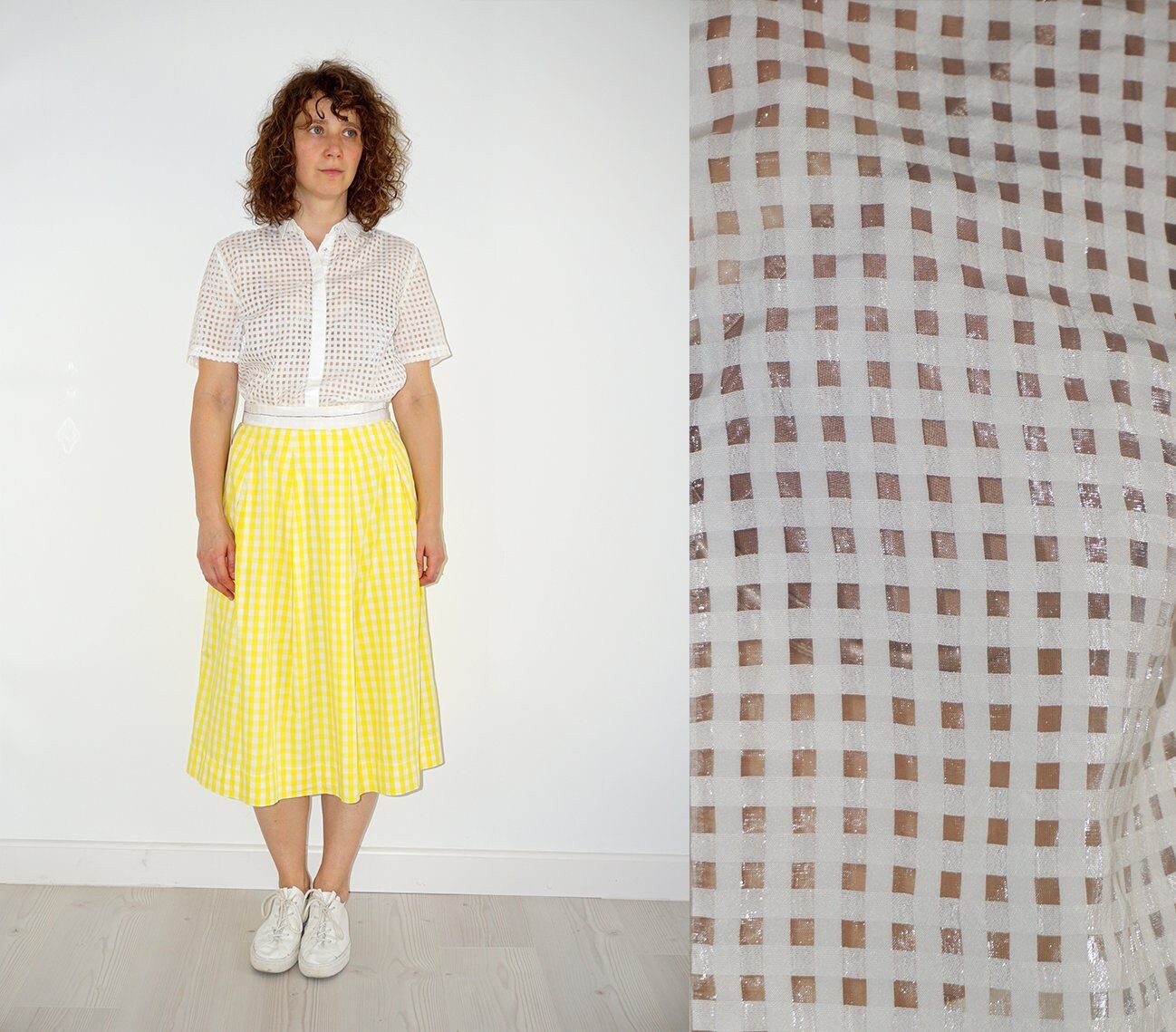 Vintage Women's White Plaid Transparent Top - Etsy