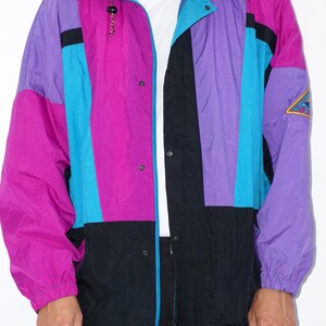80's Vintage Gender Neutral Color Block Windbreaker Jacket - Etsy
