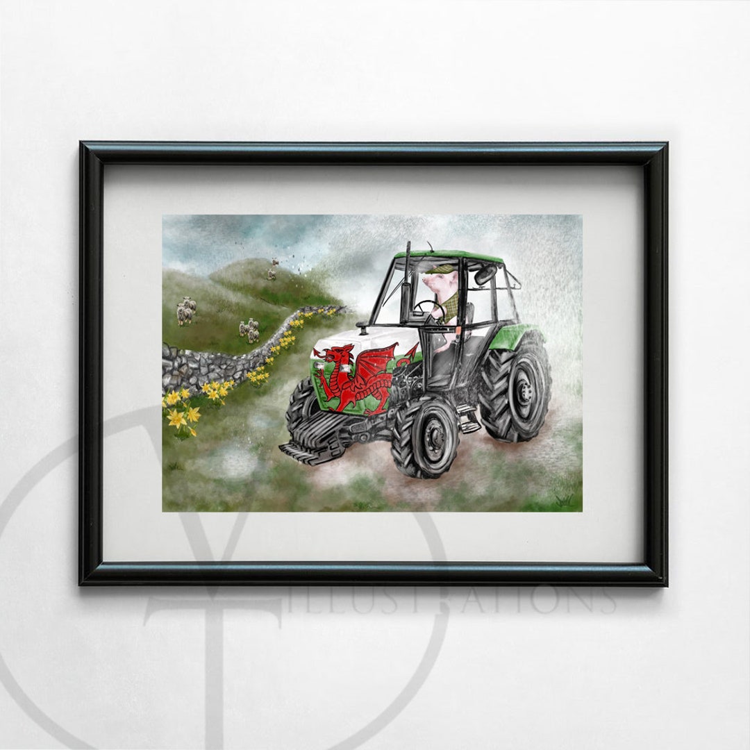 Farm Print / Pig Lover / Pig Wall Art / Welsh Wall Decor / Farm Art ...