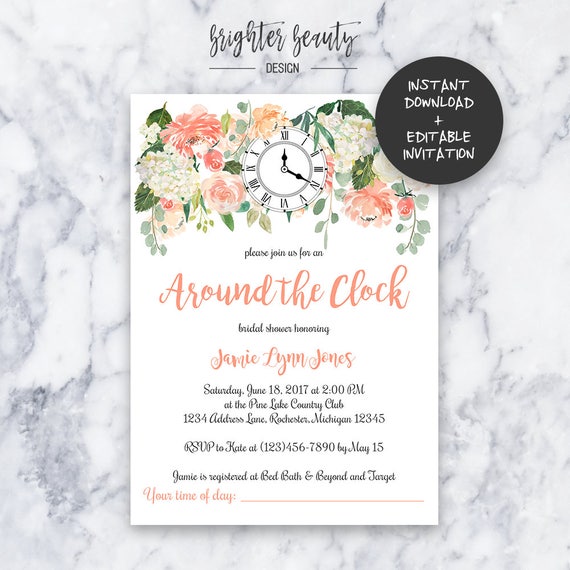 Invitation Around The Clock Template
