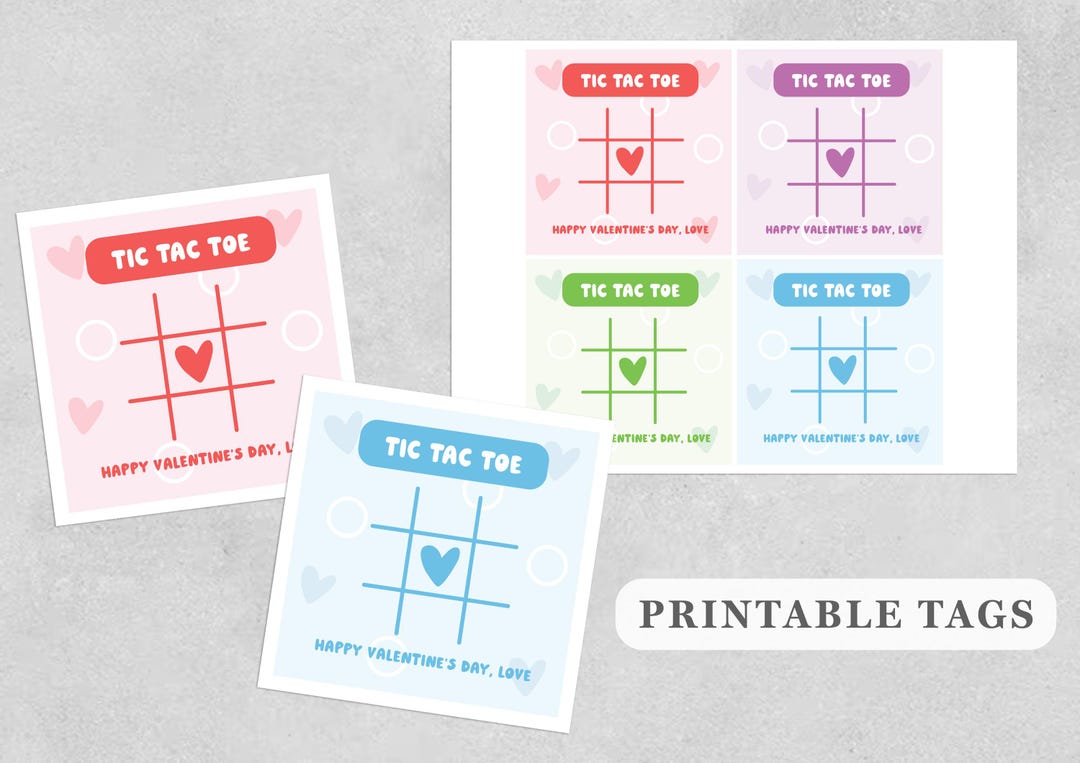 Tic Tac Toe Valentine's Day Printable Tags: Kids Class Game (digital ...