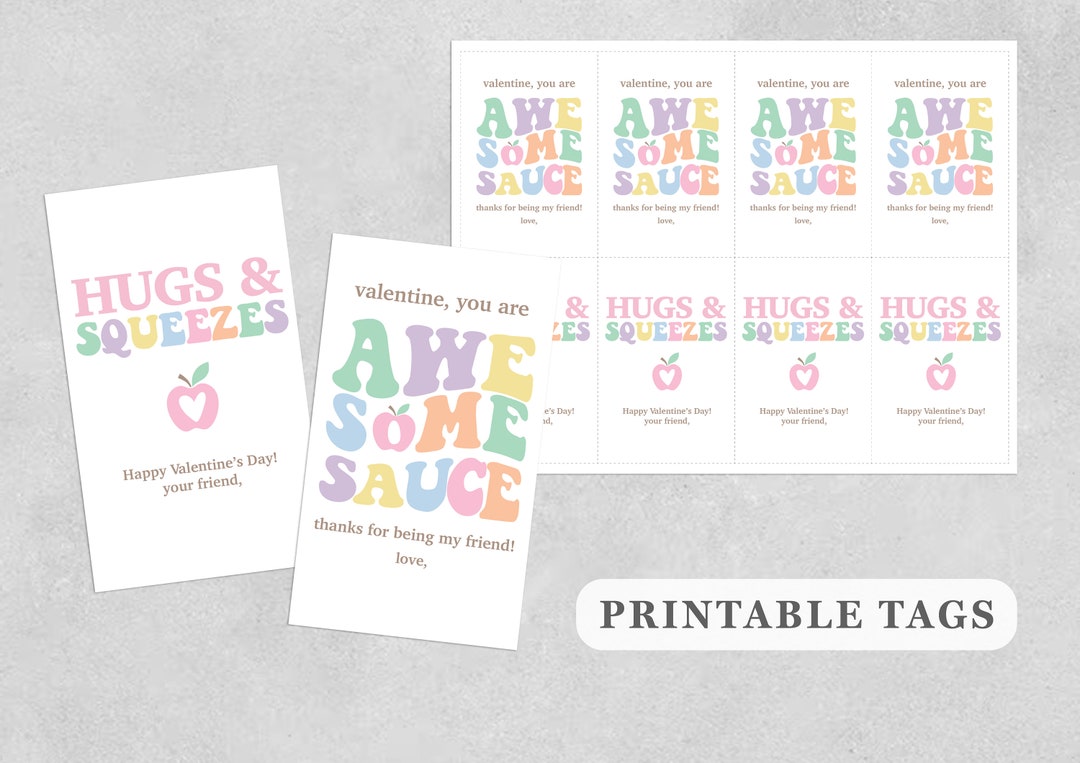 Valentine's Day Applesauce Printable Tags | You Are Awesome Sauce ...