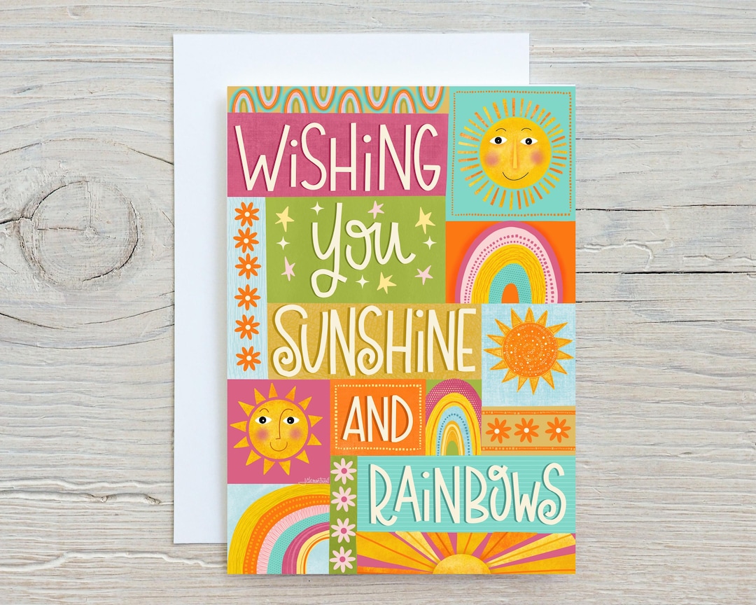 Wishing You Sunshine and Rainbows Greeting Card - Etsy