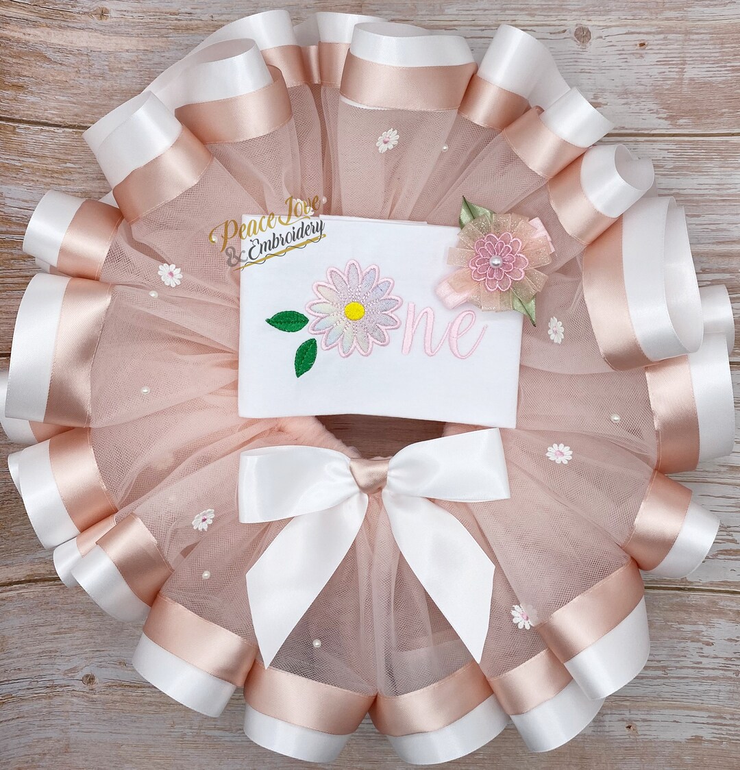 Daisy First Birthday Tutu Outfit: Embroidered Floral Cake Smash Set - Etsy