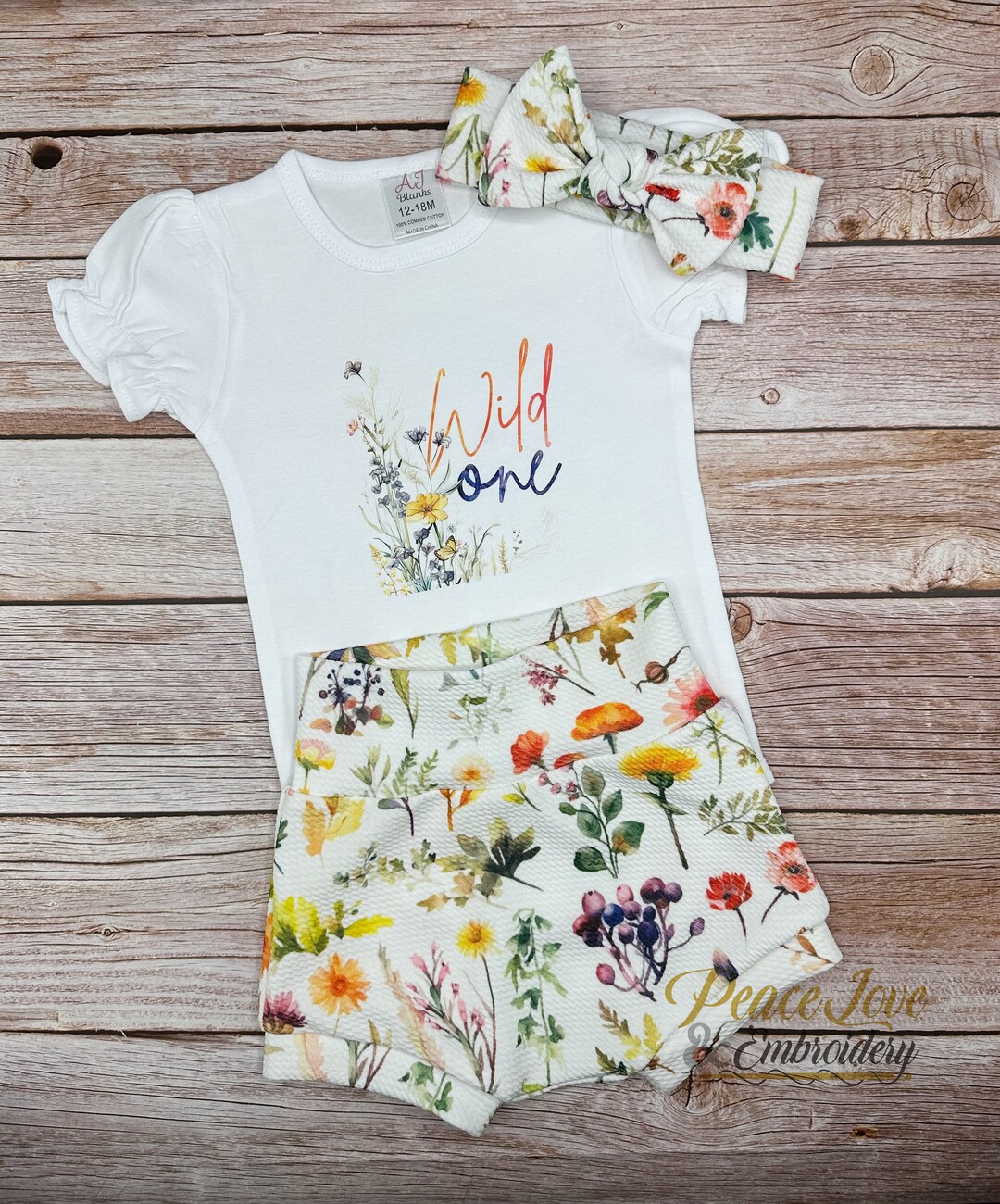 Wild One Bummie Outfit, Wildflower Birthday Bummies, Wildflower Wild ...