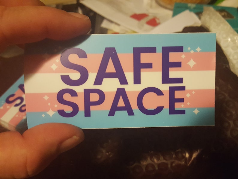 Trans Flag Safe Space Vinyl Sticker - Etsy