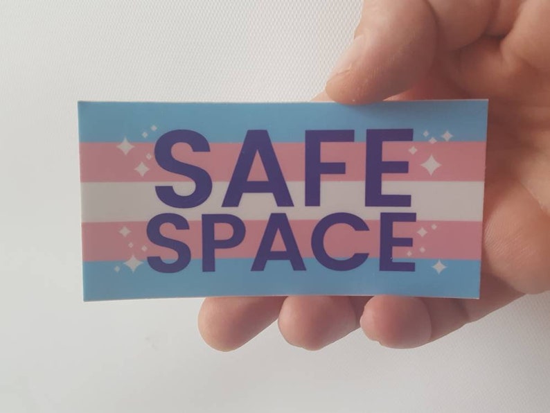 Trans Flag Safe Space Vinyl Sticker - Etsy