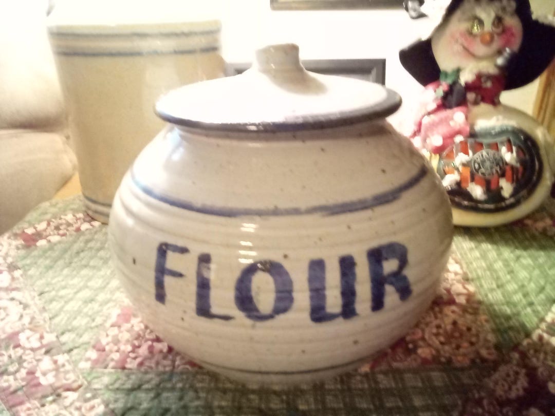Large Vintage Stoneware Crock Flour Canister - Etsy
