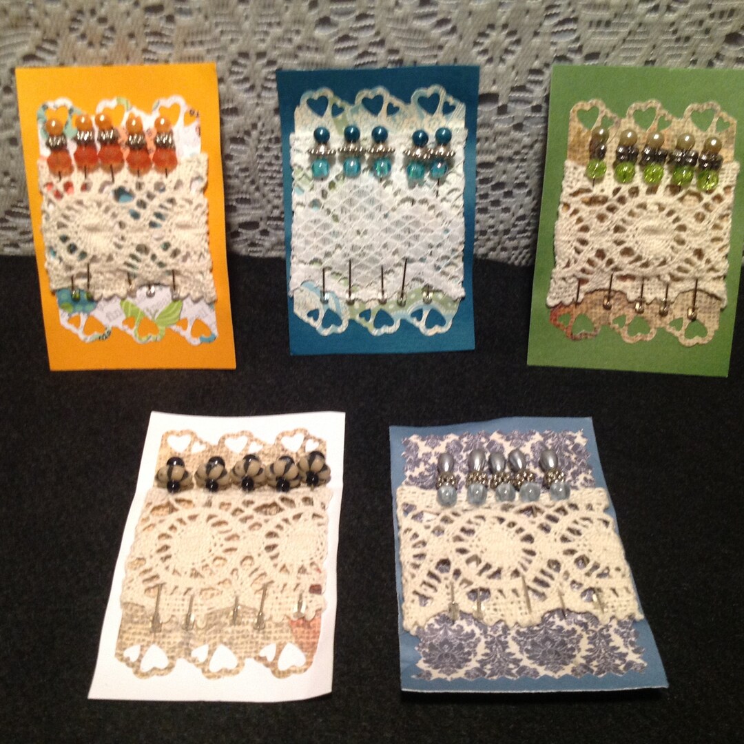 Set of Five Fancy Beaded Pins - Etsy