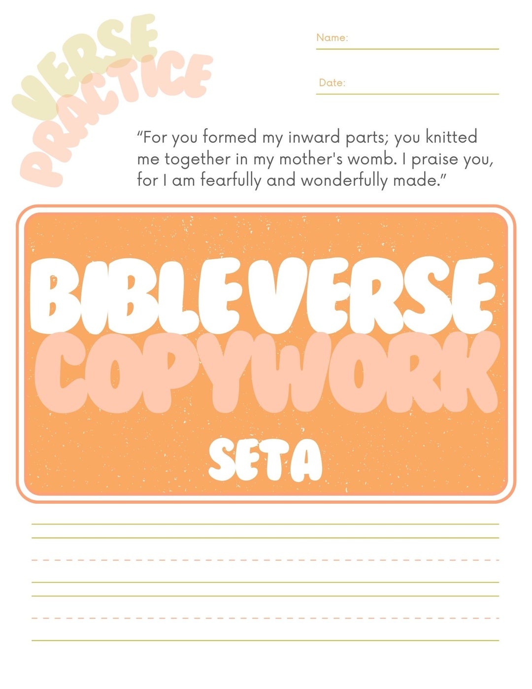Bible Verse Copywork Set A/ Handwriting Practice /bible Verses ...