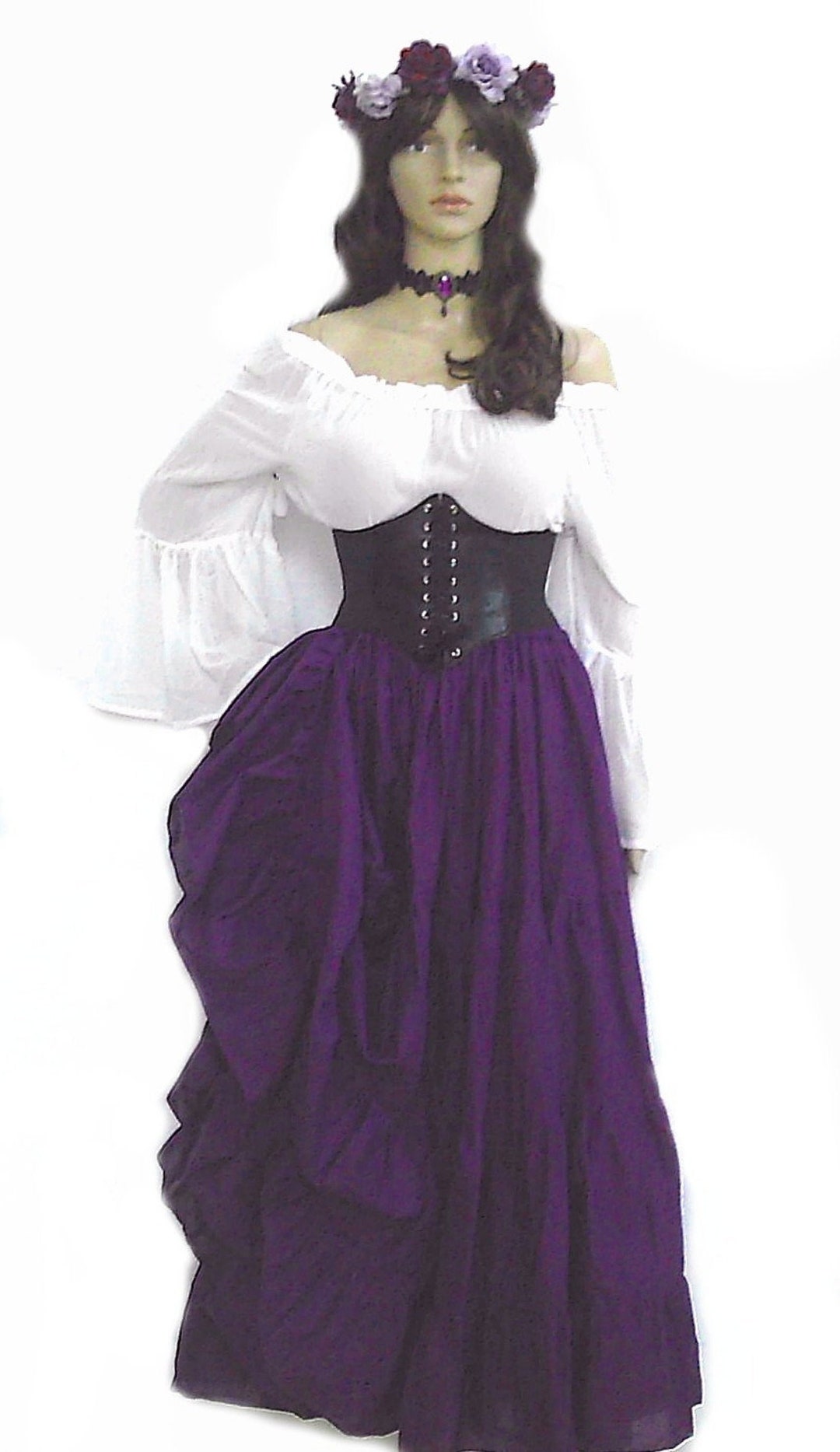 Plus Renaissance Dress Chemise Corset Outfit 3 Pcs Wench Pirate ...