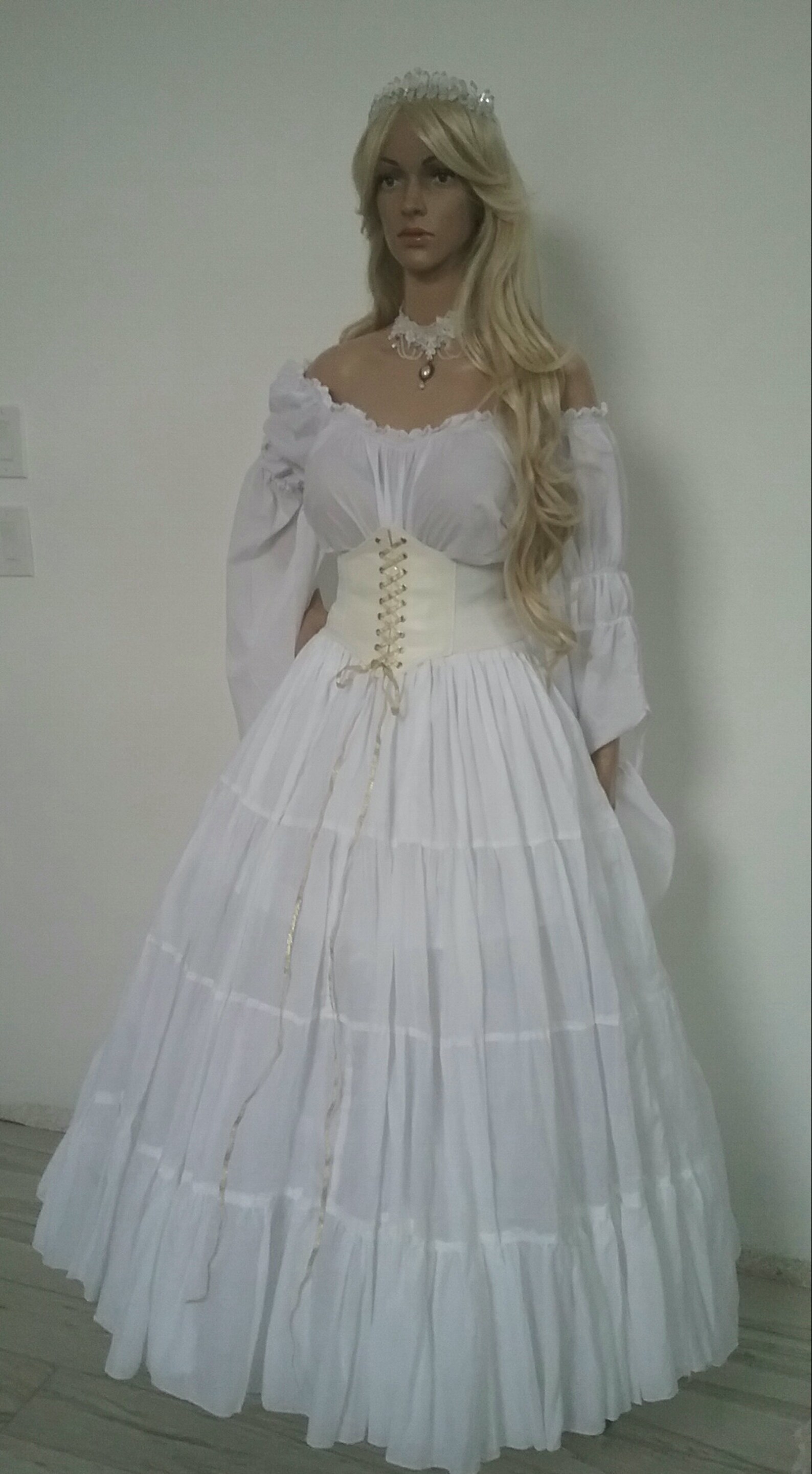 White Renaissance Dress Wedding Gown Corset Chemise Pirate - Etsy