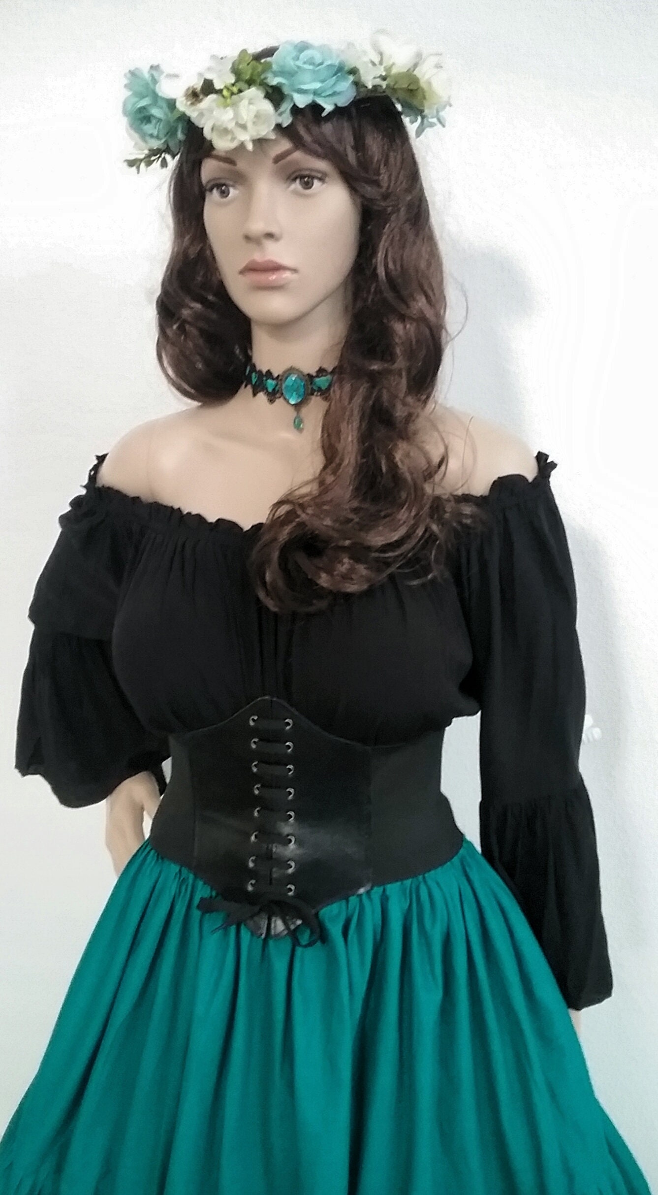 Renaissance Dress Pirate Corset Gypsy Black Chemise Waist | Etsy
