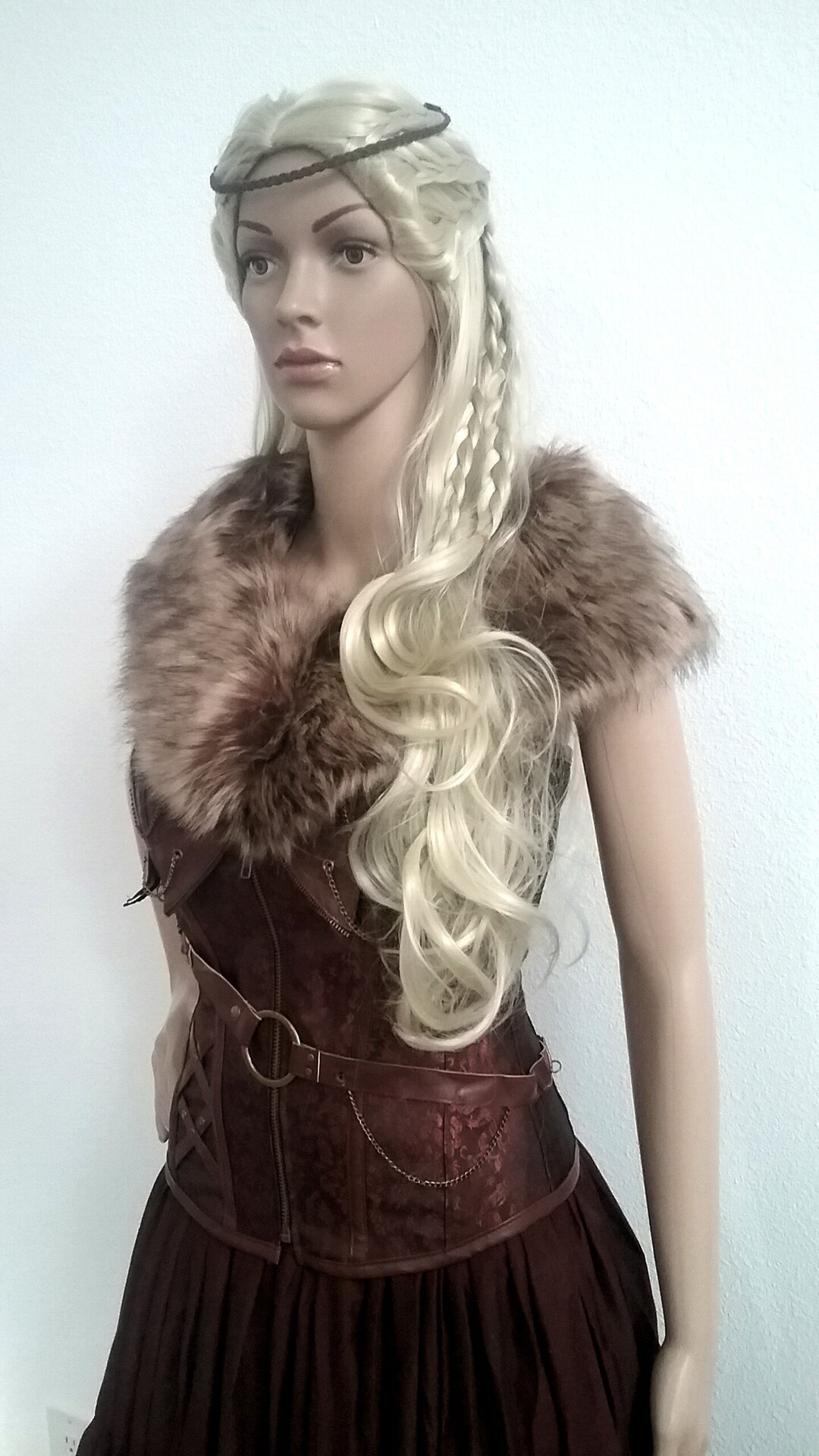 Viking Fur Cape Mantle Capelet Collar Stole Medieval Lagertha ...