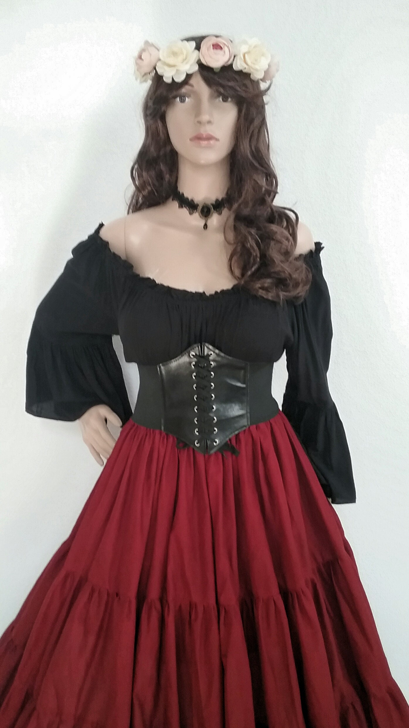 Renaissance Dress Pirate Corset Gypsy Black Chemise Waist | Etsy