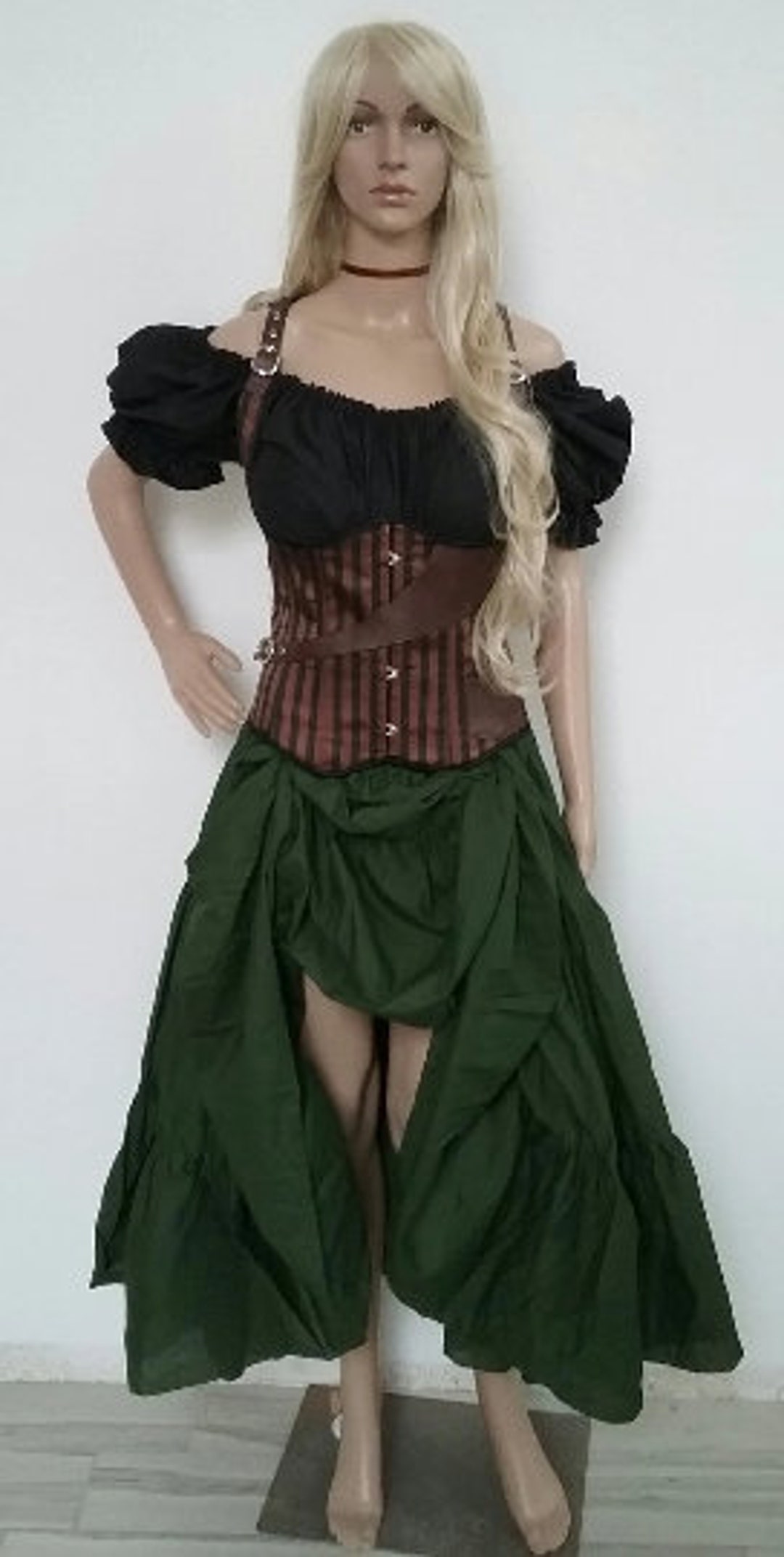 Steampunk Corset Dress Pirate Stripes Renaissance Medieval Gothic ...