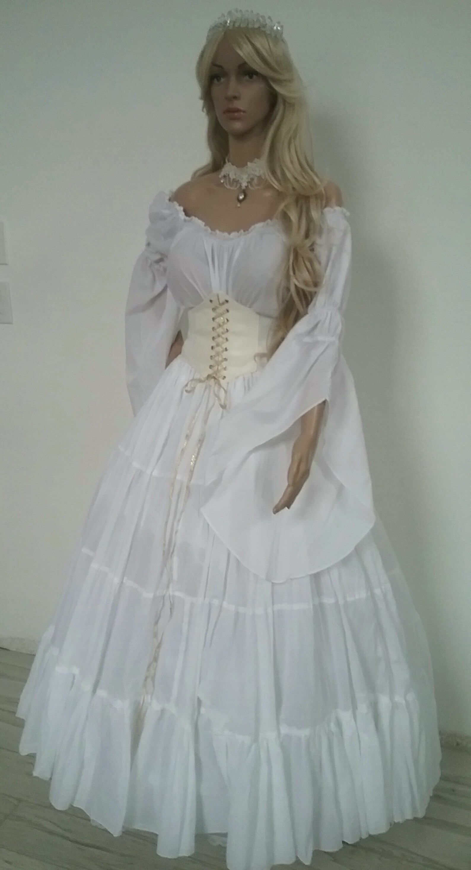 READY to SHIP White Renaissance Dress Wedding Gown Corset - Etsy New ...