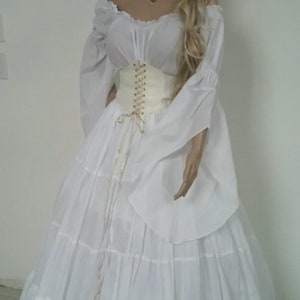 White Renaissance Dress Wedding Gown Corset Chemise Pirate Medieval ...