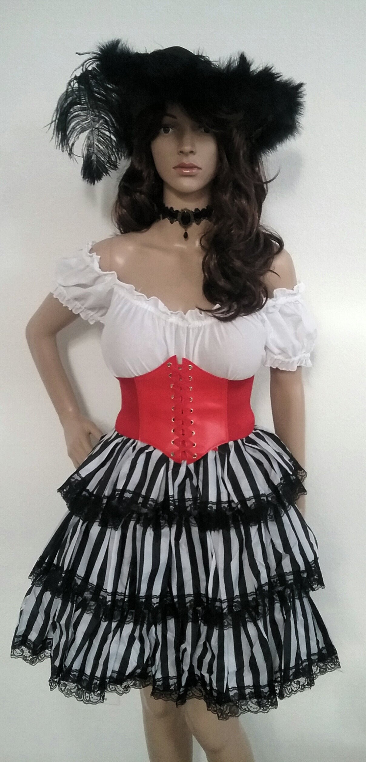 RENAISSANCE Skirt STEAMPUNK Black & White Stripes Pirate | Etsy