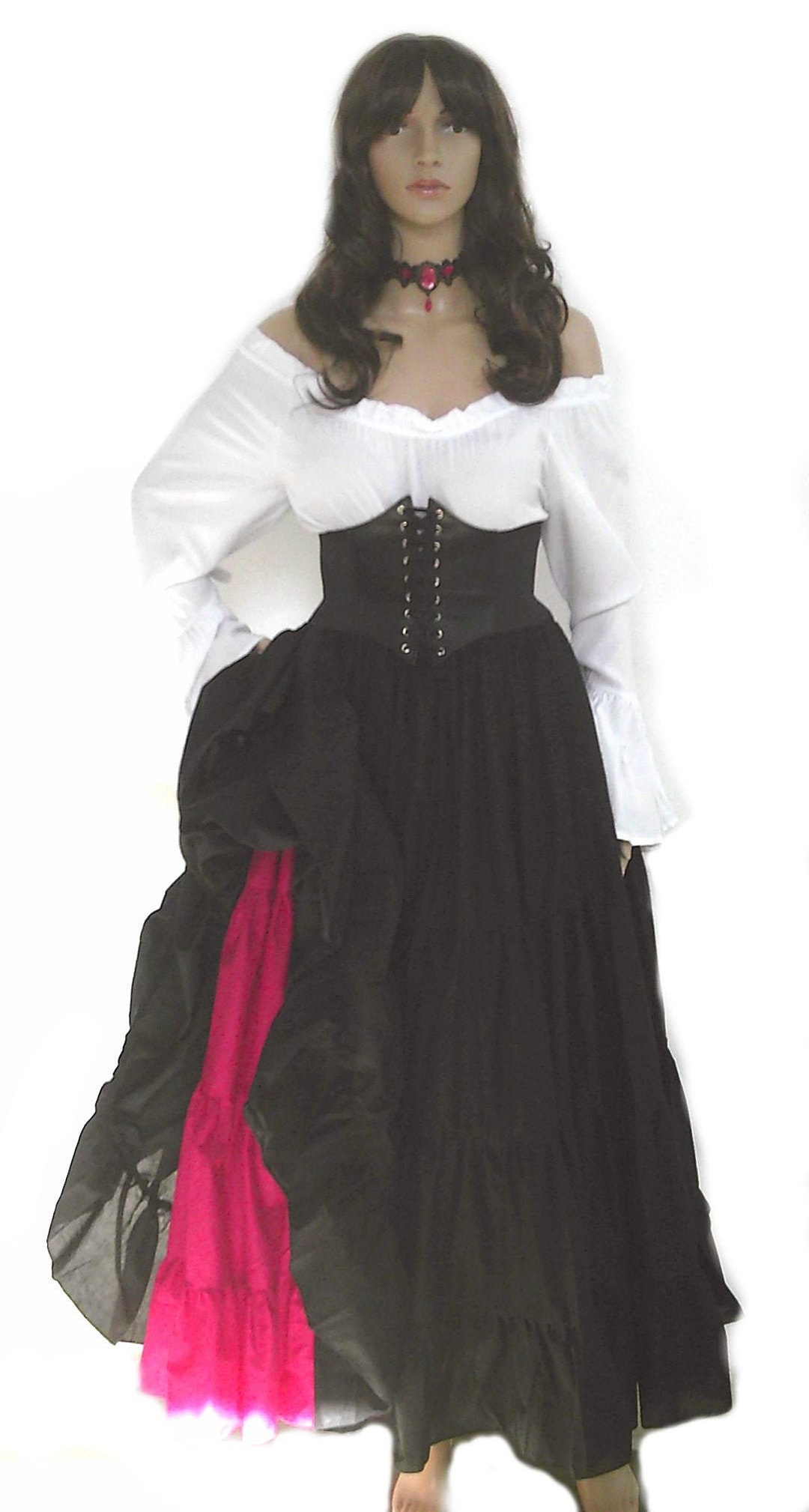 Renaissance Dress Corset Chemise Skirt Pirate Medieval LARP Wench ...
