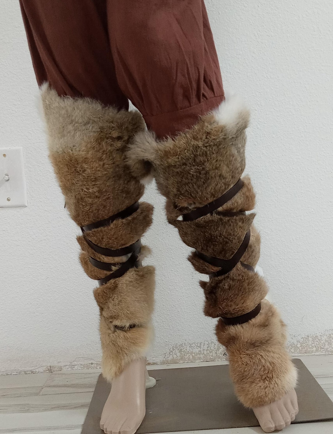 Viking Leg Wraps Rabbit Fur Barbarian Warrior - Etsy