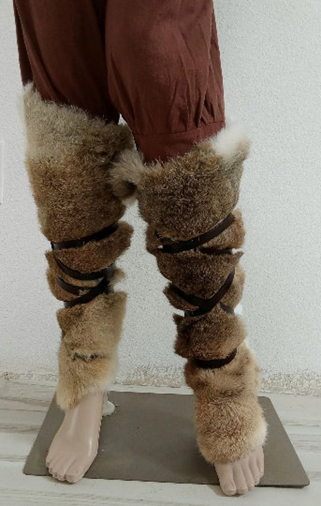 Viking Leg Wraps Rabbit Fur Barbarian Warrior - Etsy