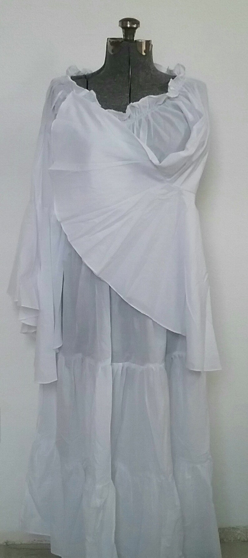 Renaissance Chemise Dress Trumpet Sleeves Long Tiered Cotton - Etsy