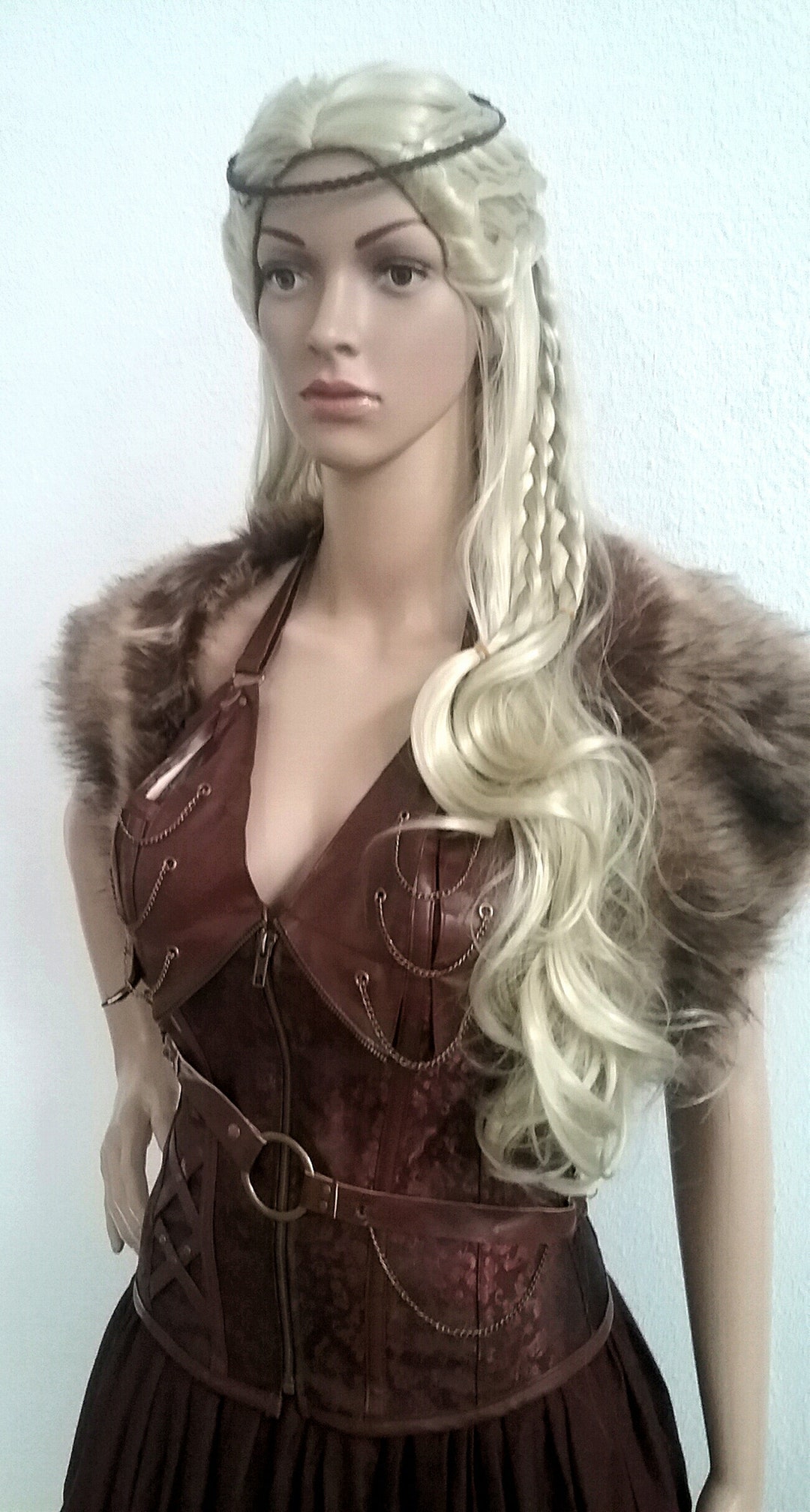 Lagertha Shieldmaiden Corset Warrior Viking Renaissance Fur Capelet Renaissance Costume Medieval ...
