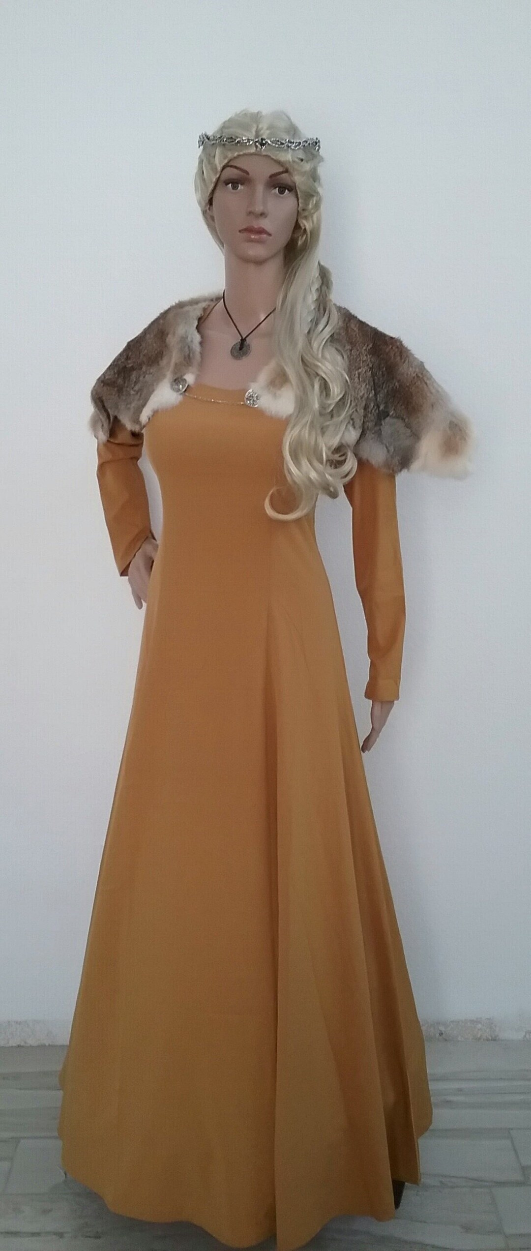 Viking Dress Real Rabbit Fur Mantle Celtic Medieval Barbarian Tribal ...