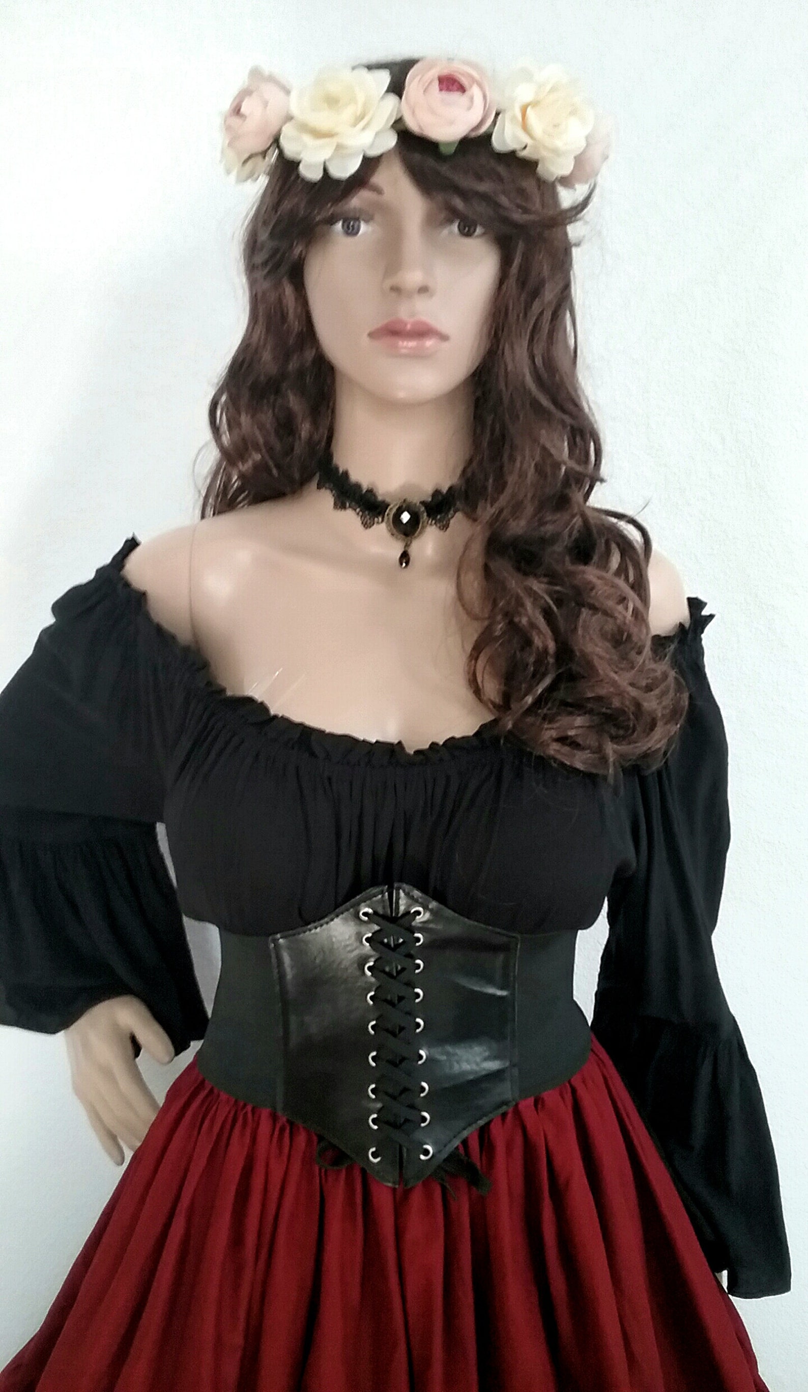 Renaissance Dress Pirate Corset Gypsy Black Chemise Waist | Etsy