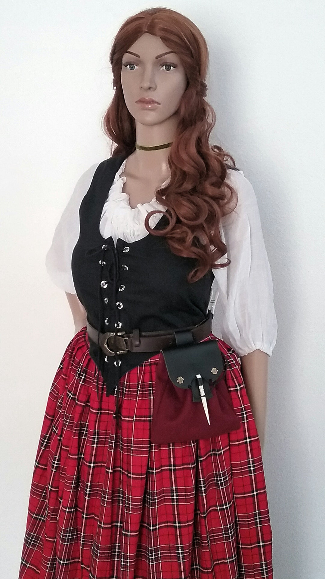 Scottish, Celtic Outfit 3 Piece, Plaid Skirt, Long Chemise, Reversible ...
