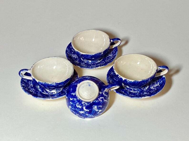 Late 19th Century Flow Blue Cups and Saucers. 3 Sets and 1 - Etsy