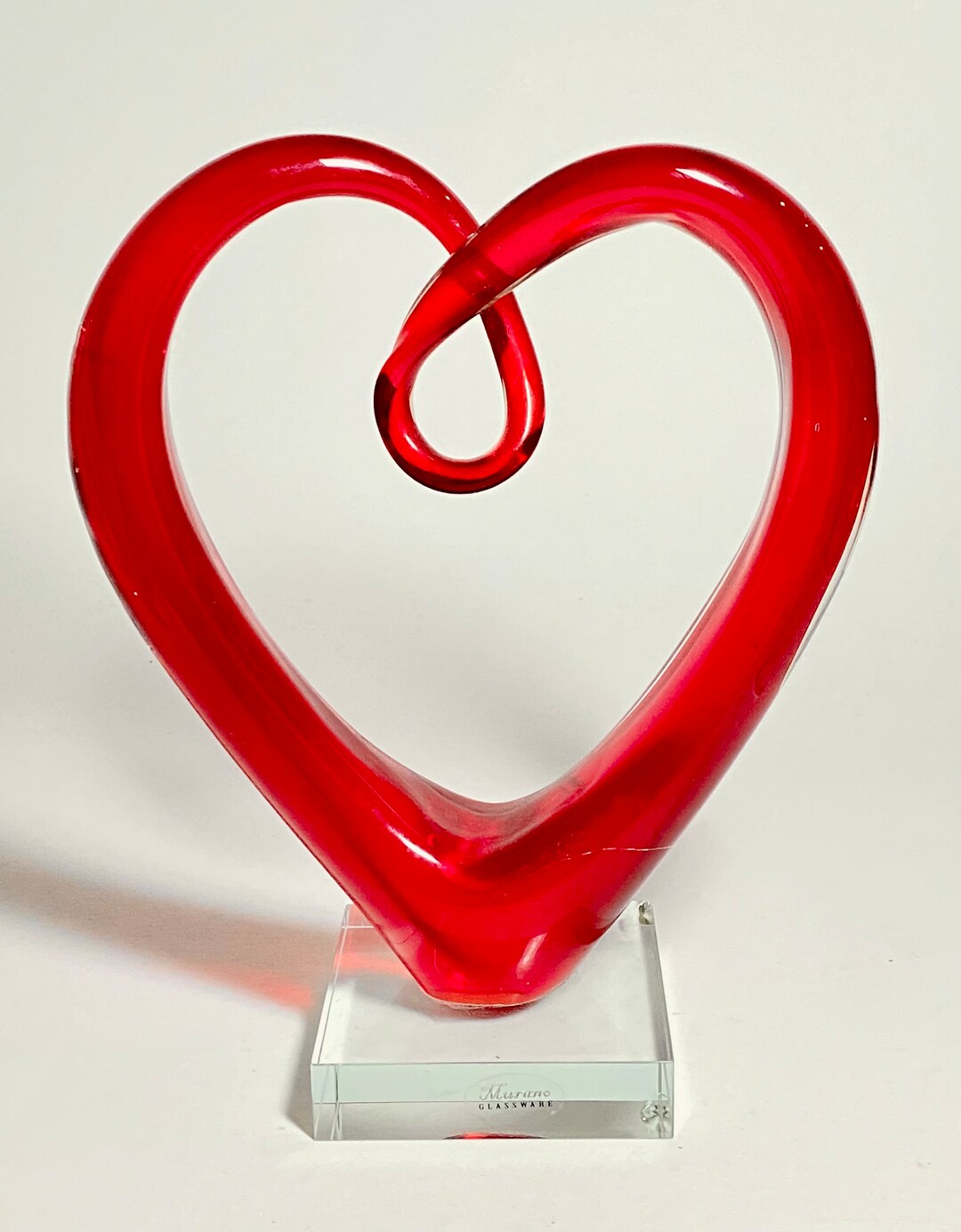 Vintage Murano Red Glass Hert Sculpture on a Clear Square Base - Etsy