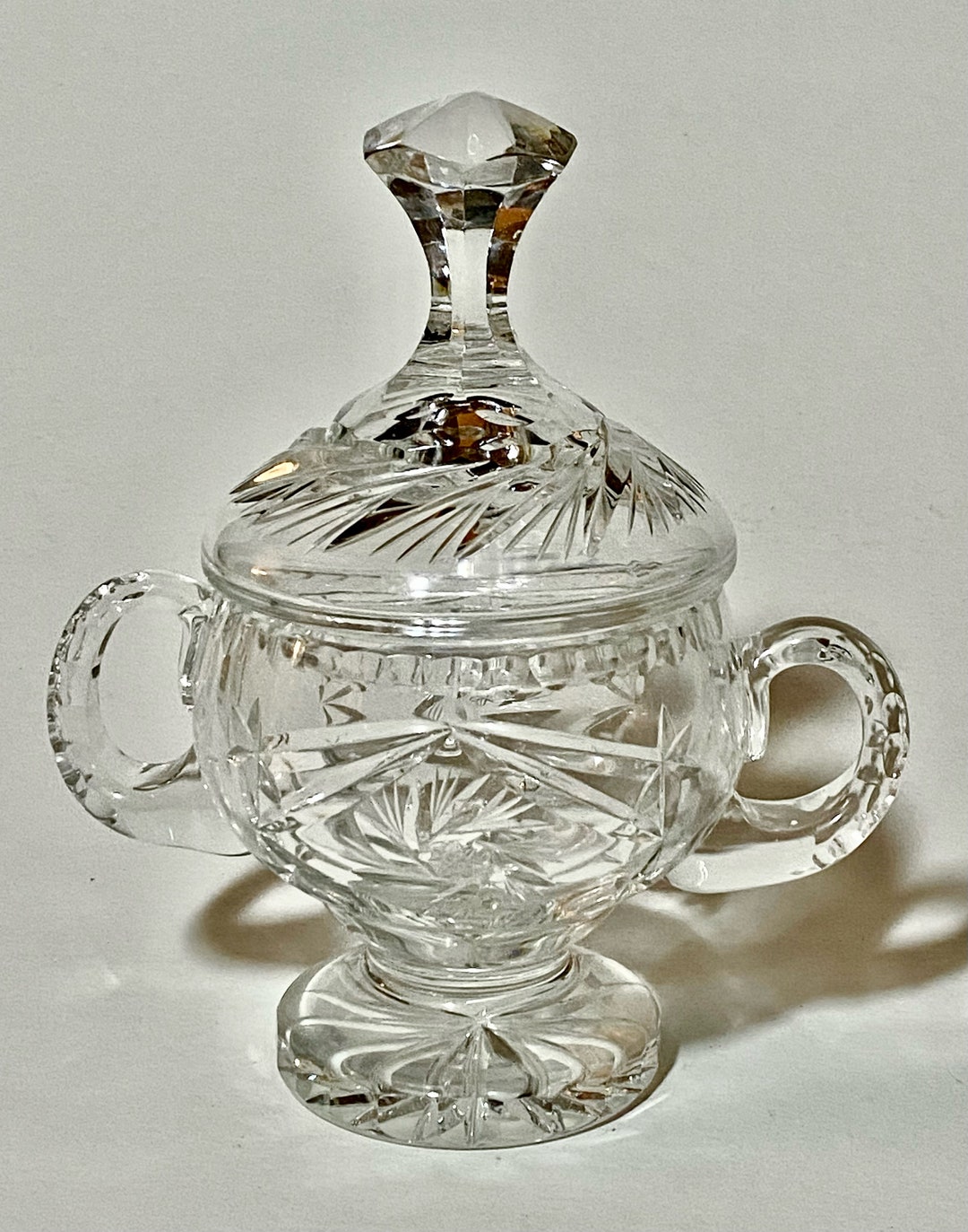 Vintage Elaborate Cut Crystal Sugar Bowl With Lid and Double Handles - Etsy