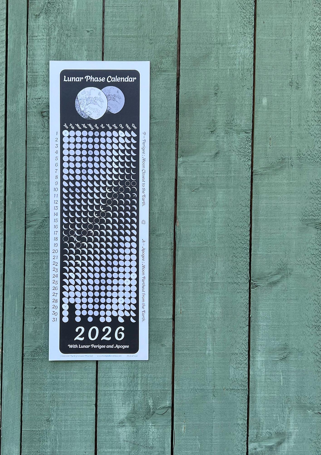 2026 Lunar Phase Calendar, Super Moon Perigee Apogee Poster - Etsy