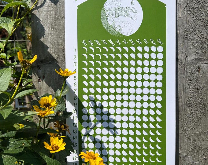 2025 Green Lunar Phase Calendar, 2025 Lunar Phase Calendar, 2025 Moon ...
