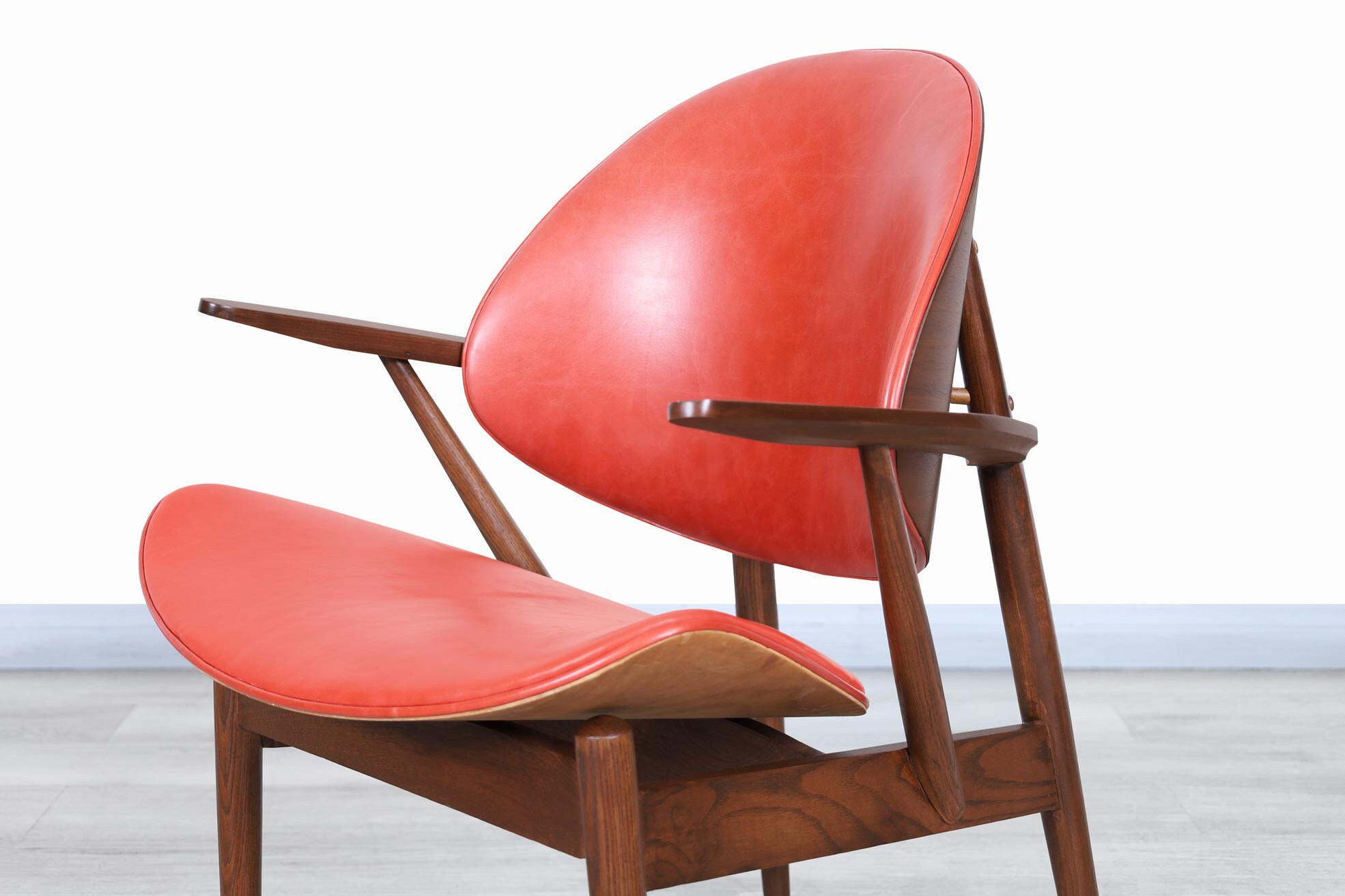 Vintage Leather clam Shell Arm Chair by Seymour J. - Etsy