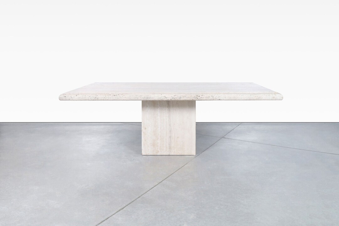Vintage Italian Travertine Dining Table by Stone International - Etsy