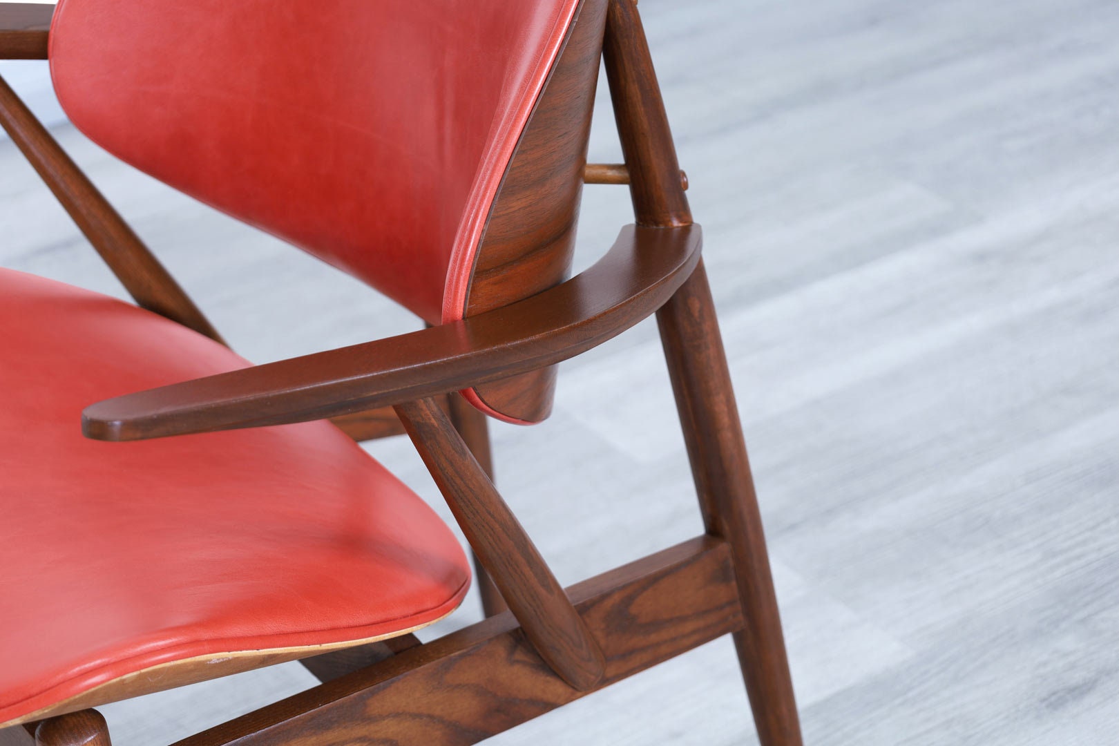 Vintage Leather clam Shell Arm Chair by Seymour J. - Etsy