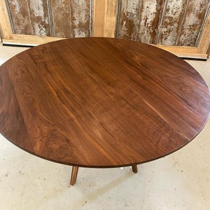Round Curly Walnut Dining Table With Modern Base - Etsy