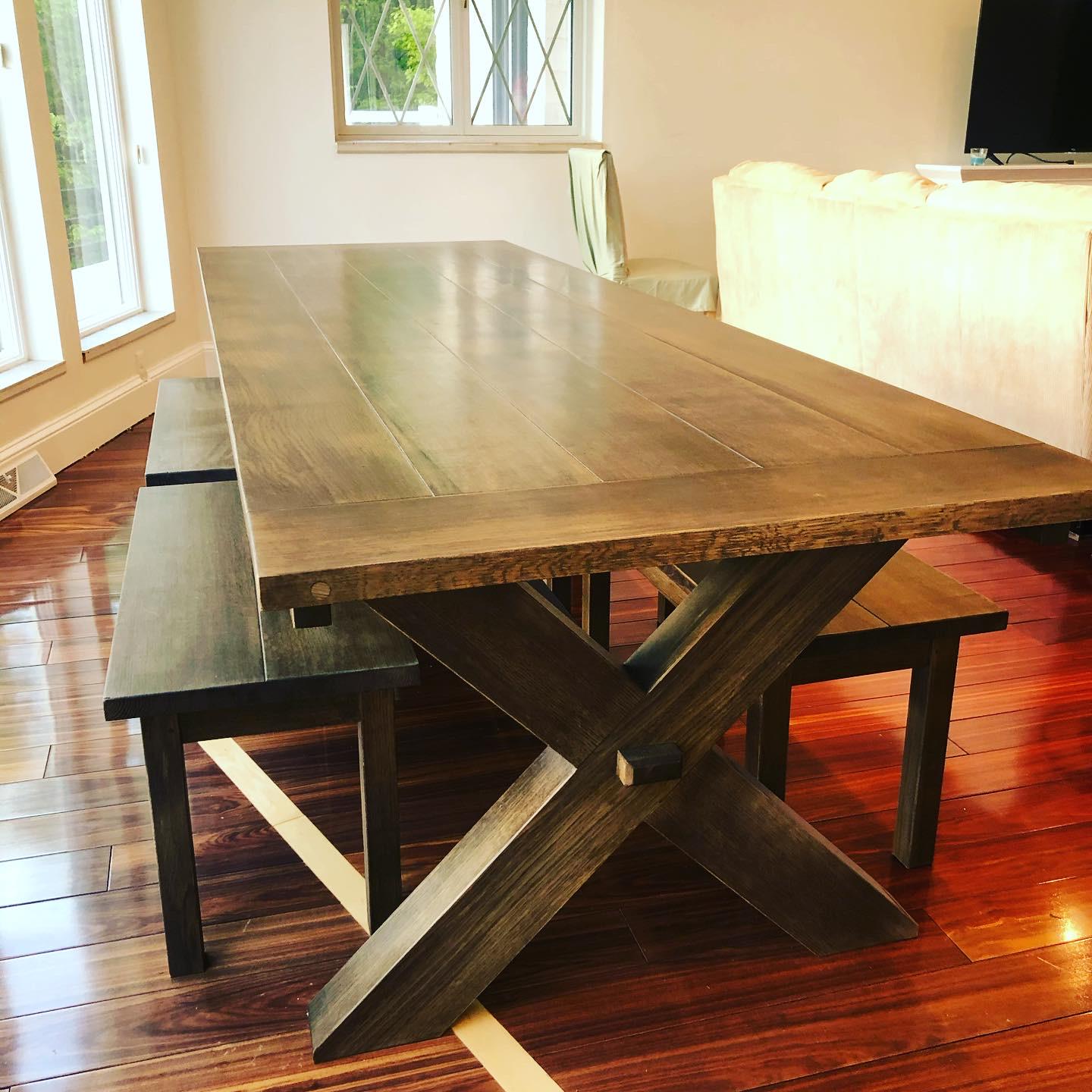 White Oak Cross Leg Table Etsy