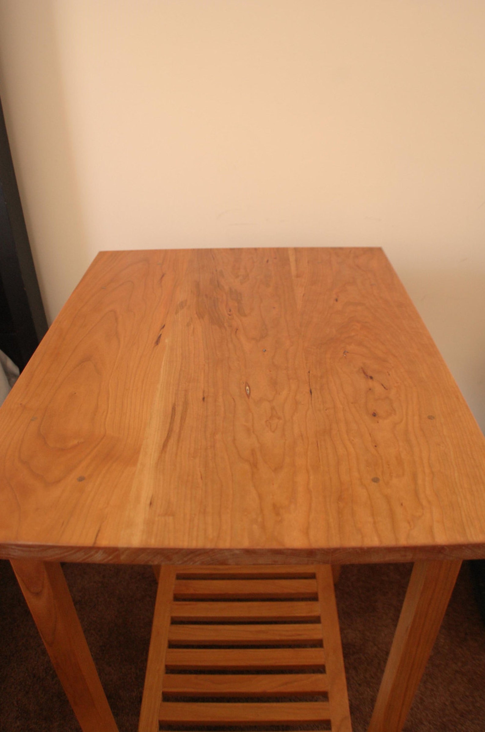 Large Cherry Shaker Style Side Table With Shelf - Etsy