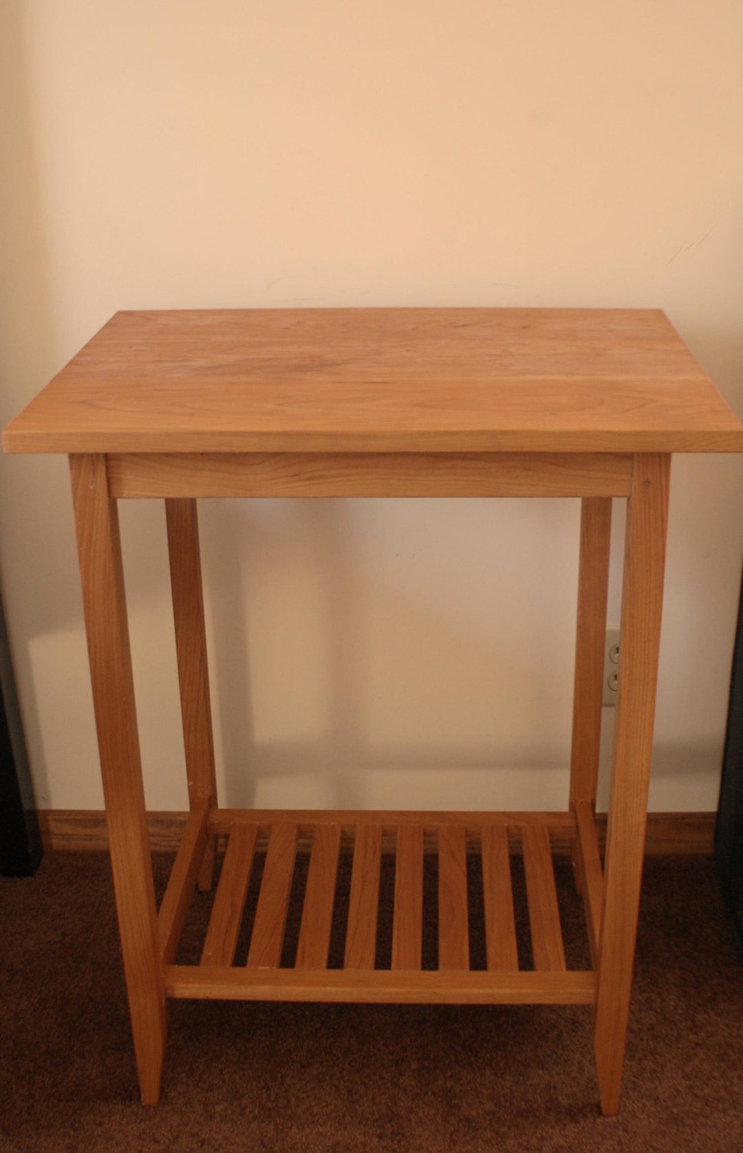Large Cherry Shaker Style Side Table With Shelf - Etsy
