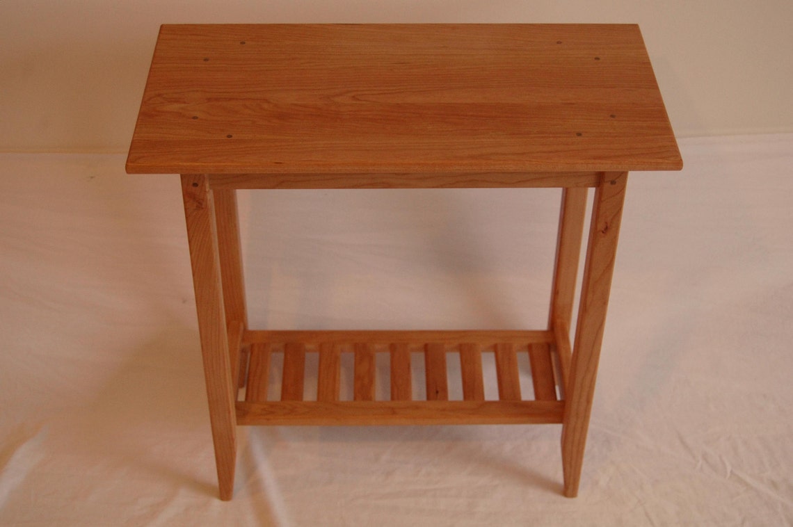Long Cherry Shaker Style Side Table With Shelf - Etsy