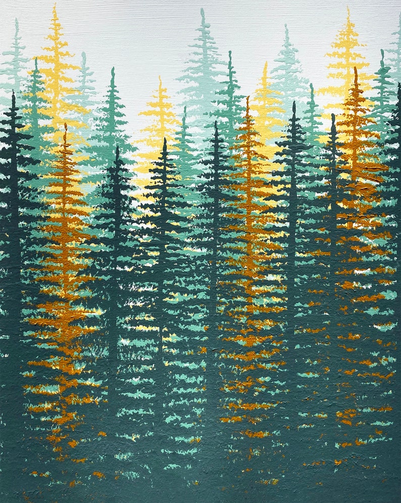 Tamarack Tree Forest Fade Raw Art Print - Etsy Canada