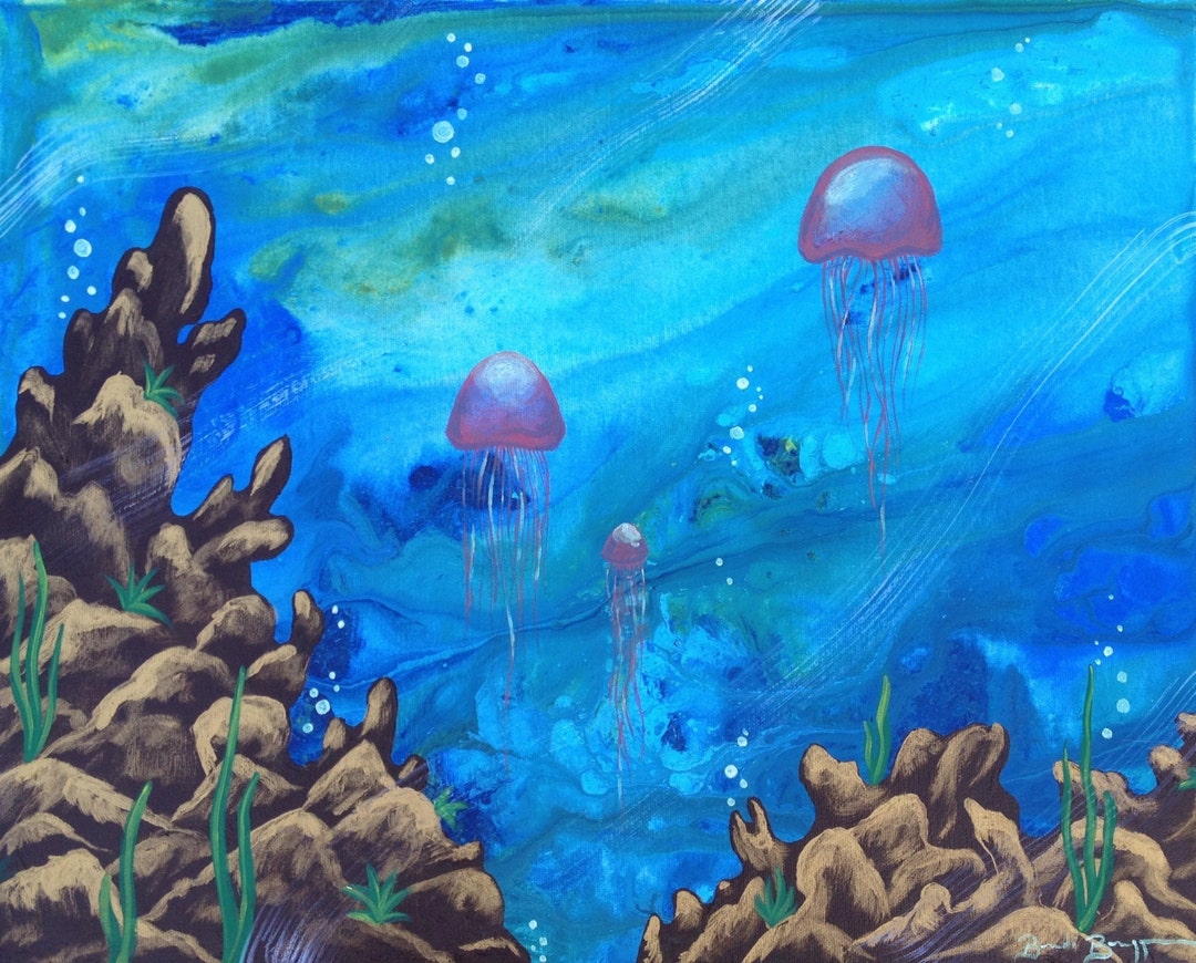 Jellyfish Family Raw Art Print - Etsy