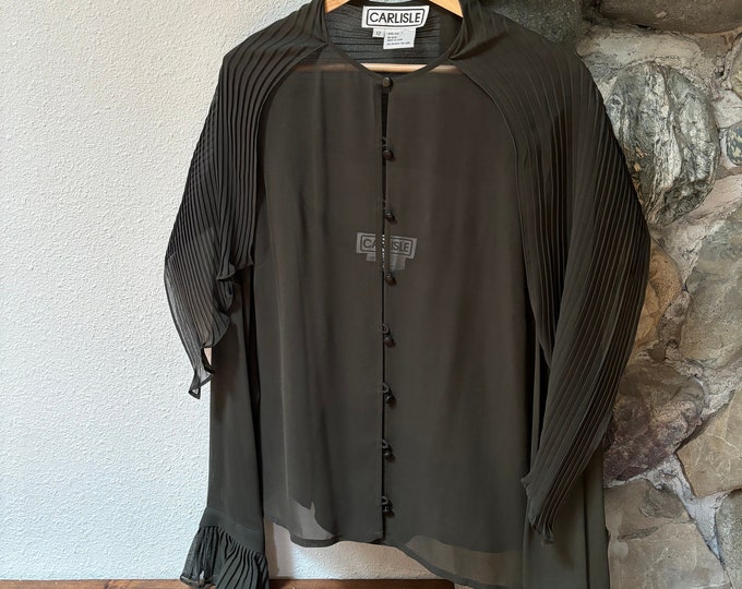 Vintage Carlisle Silk Blouse, 100% Silk Women’s Top, Long Sleeve Button up With Tank Top, Cami ...