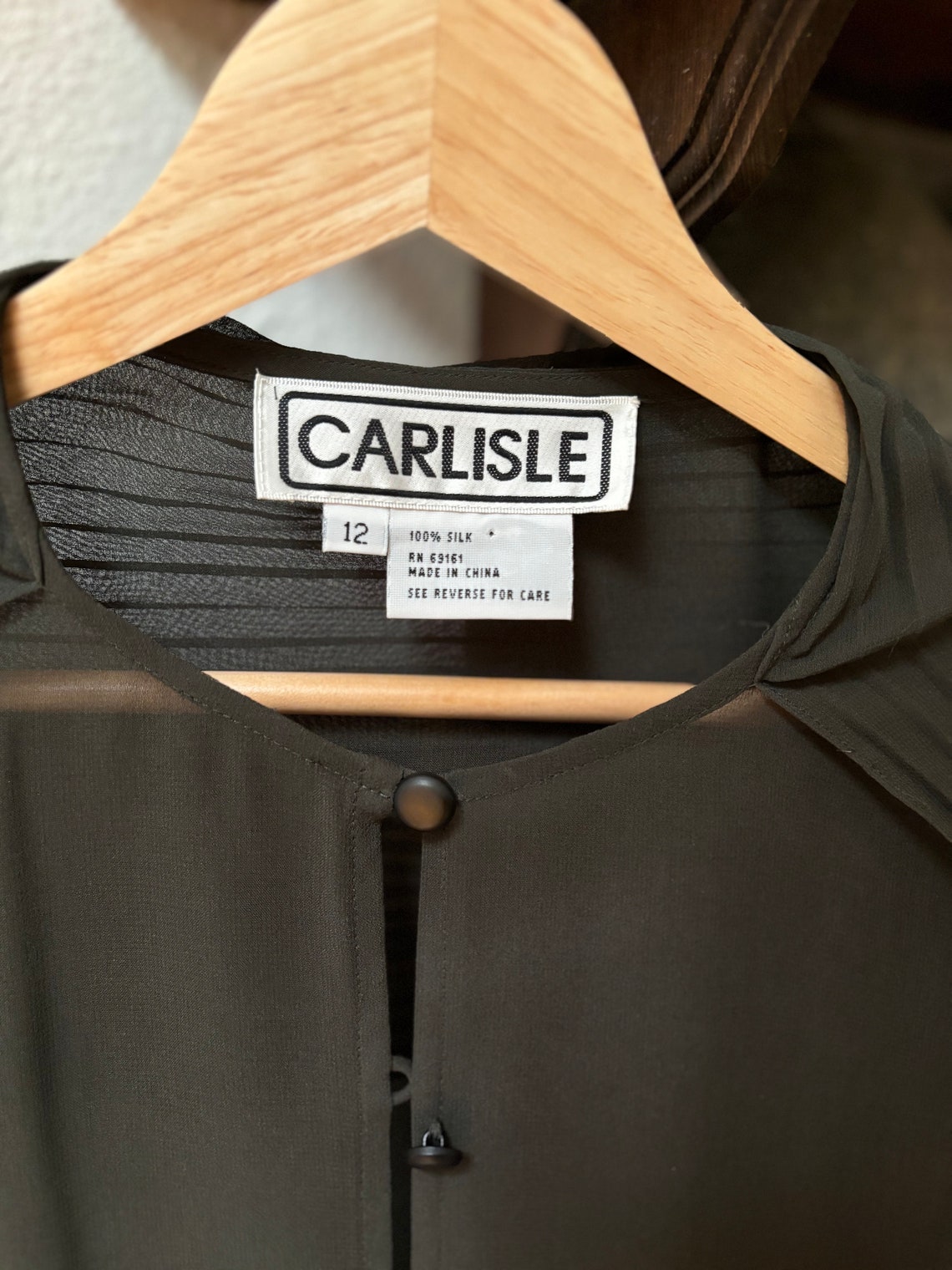 Vintage Carlisle Silk Blouse, 100% Silk Womens Top, Long Sleeve Button up With Tank Top, Cami ...